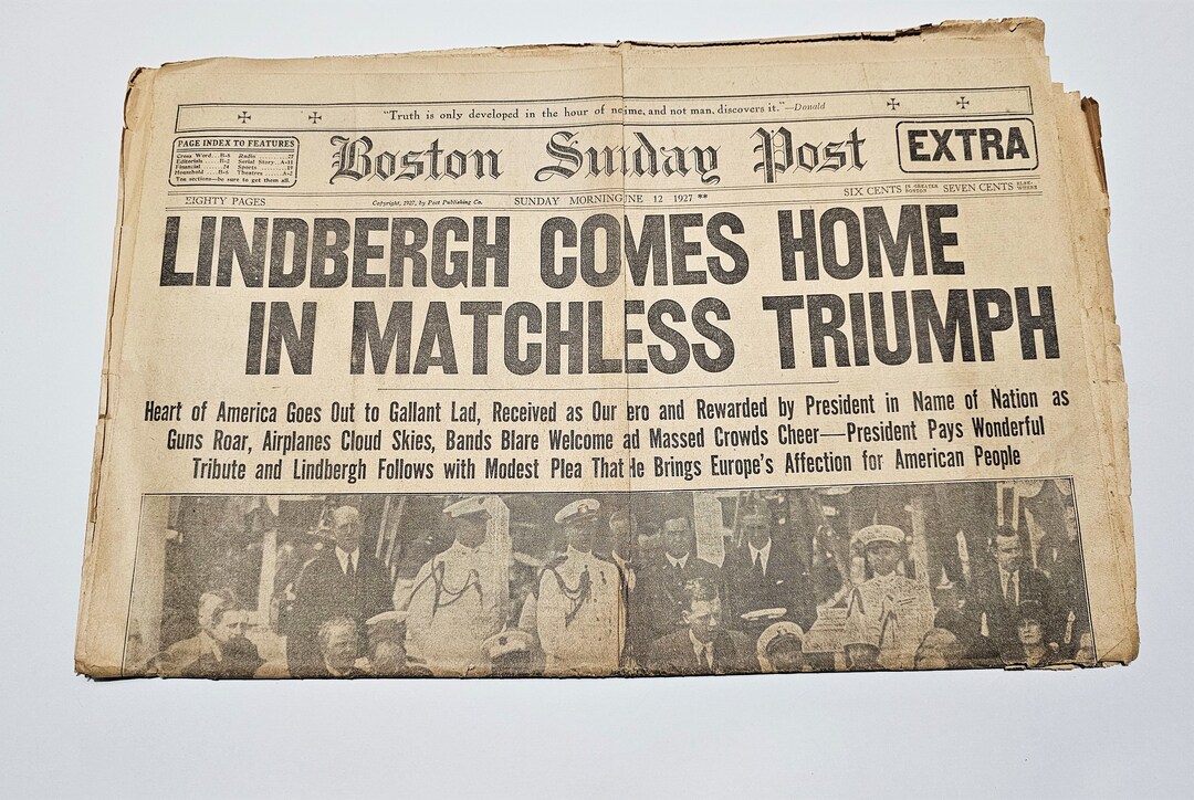June 12, 1927 Charles Lindbergh Newspaper - Etsy