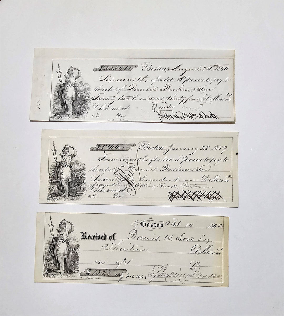 1859- 1862 Antique Promissory Notes and Check - Civil War Era - Etsy
