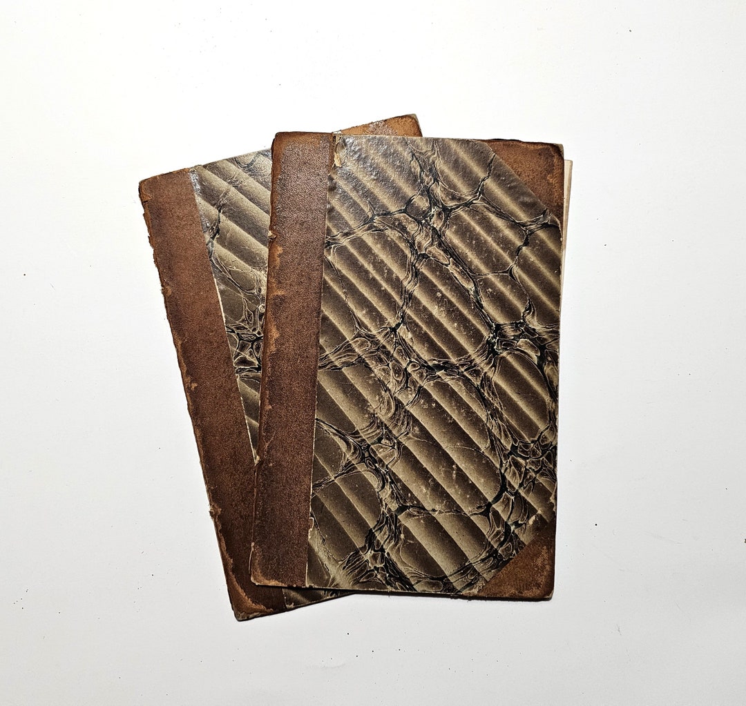 1859 Antique Leather & Marbled Paper Book Covers - Etsy