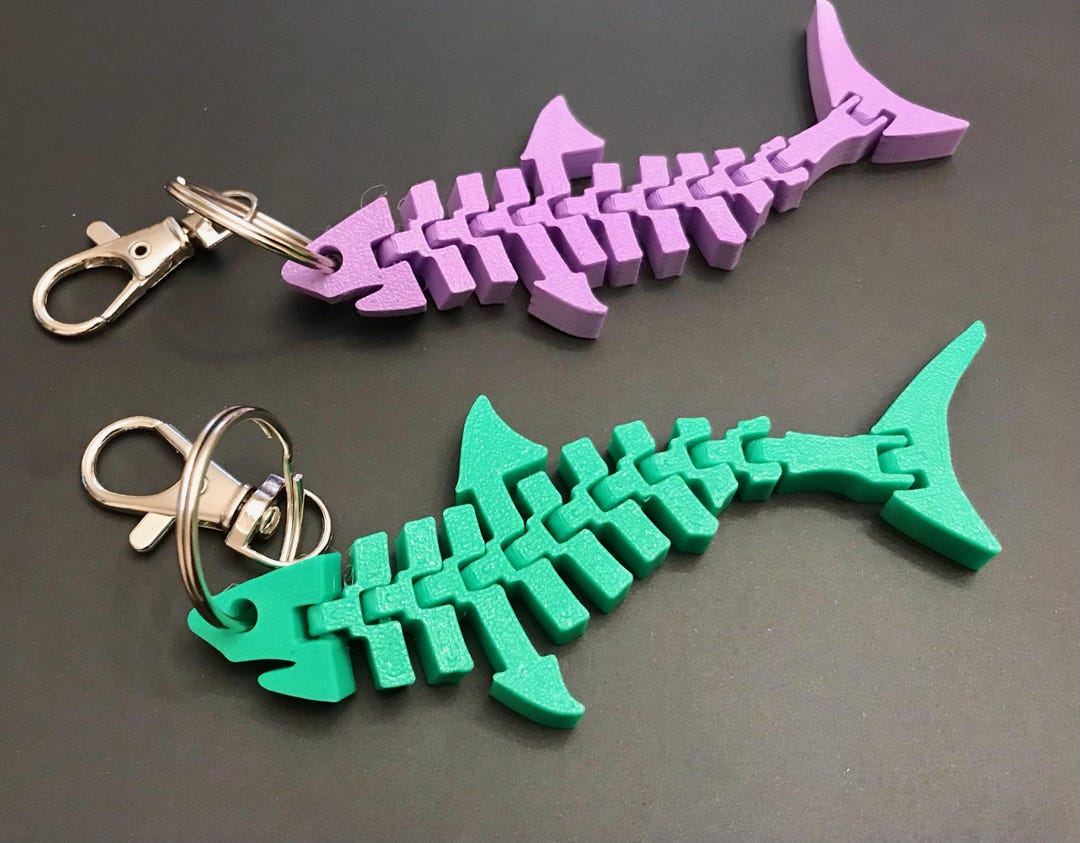 3D Printed Articulated Shark Keychain - Etsy