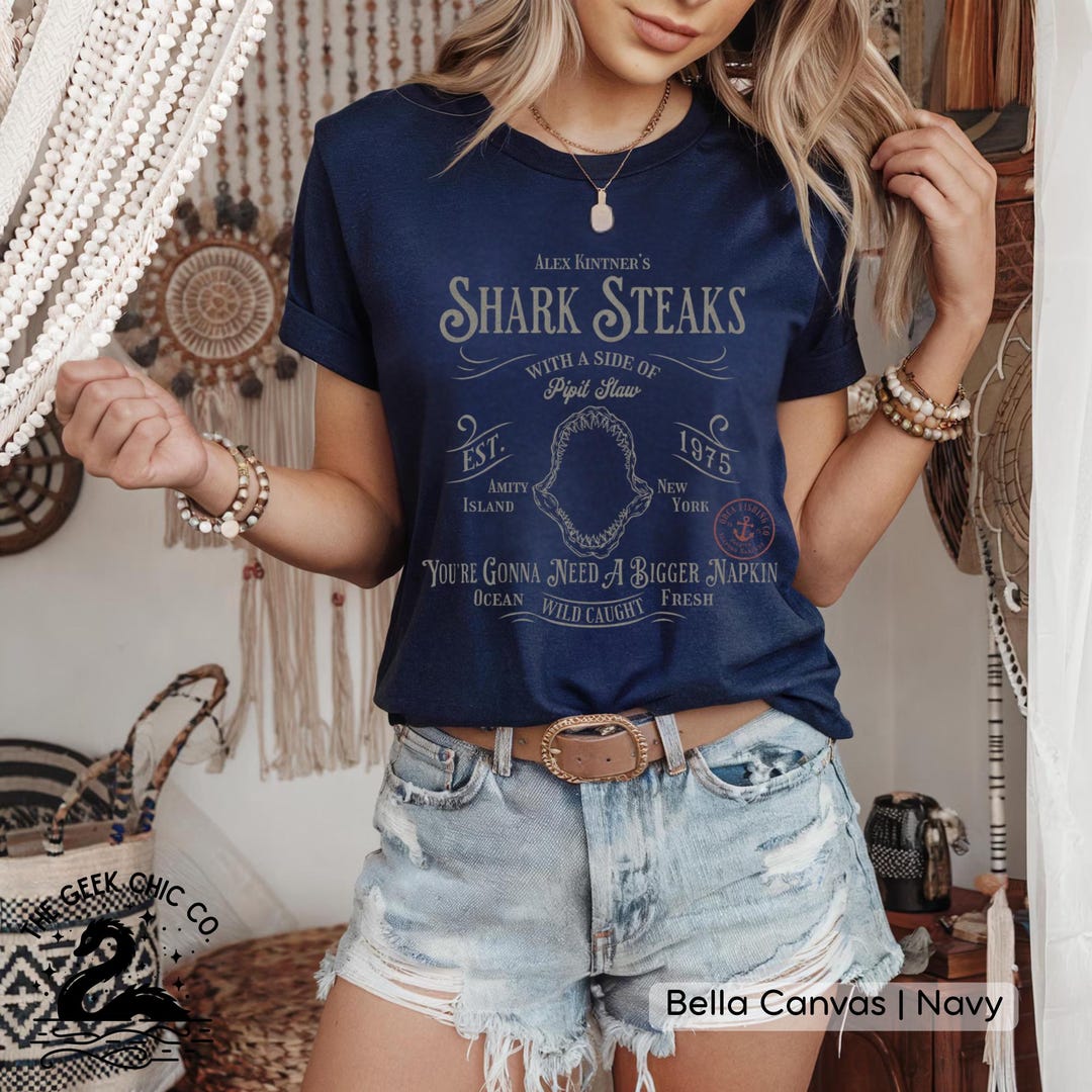 Alex Kintner's Shark Steaks T-shirt: Jaws Movie Parody - Etsy