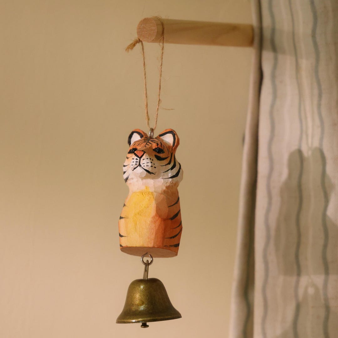 Handmade Wooden Tiger Ornament, Hand Crafted Tiger, Home Decor ...
