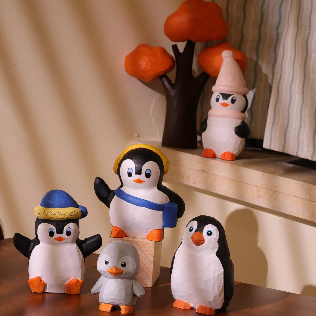 Handmade Wooden Penguin Figurine, Dachshund, Hand Crafted Penguins ...