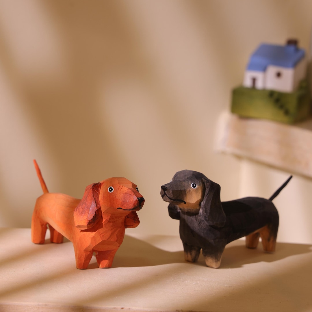 Handmade Wooden Dog Figurine, Dachshund, Hand Crafted Dogs, Dog Lover ...