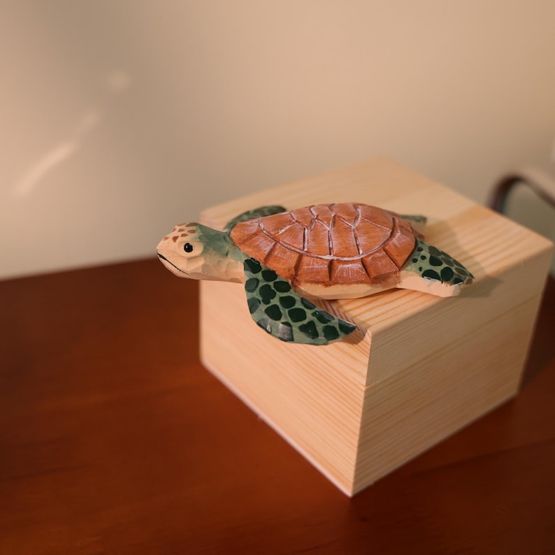 Handmade Wooden Turtle Figurine, Turtle Statue, Bookshelf Decor, Hand ...