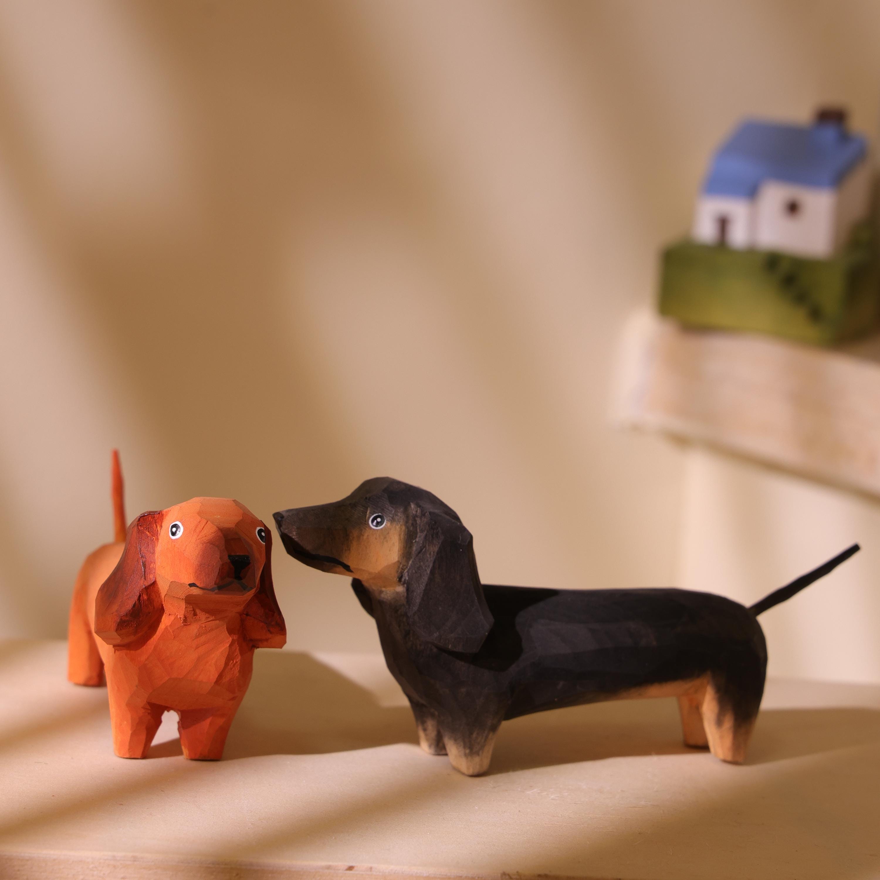 Handmade Wooden Dog Figurine, Dachshund, Hand Crafted Dogs, Dog Lover ...