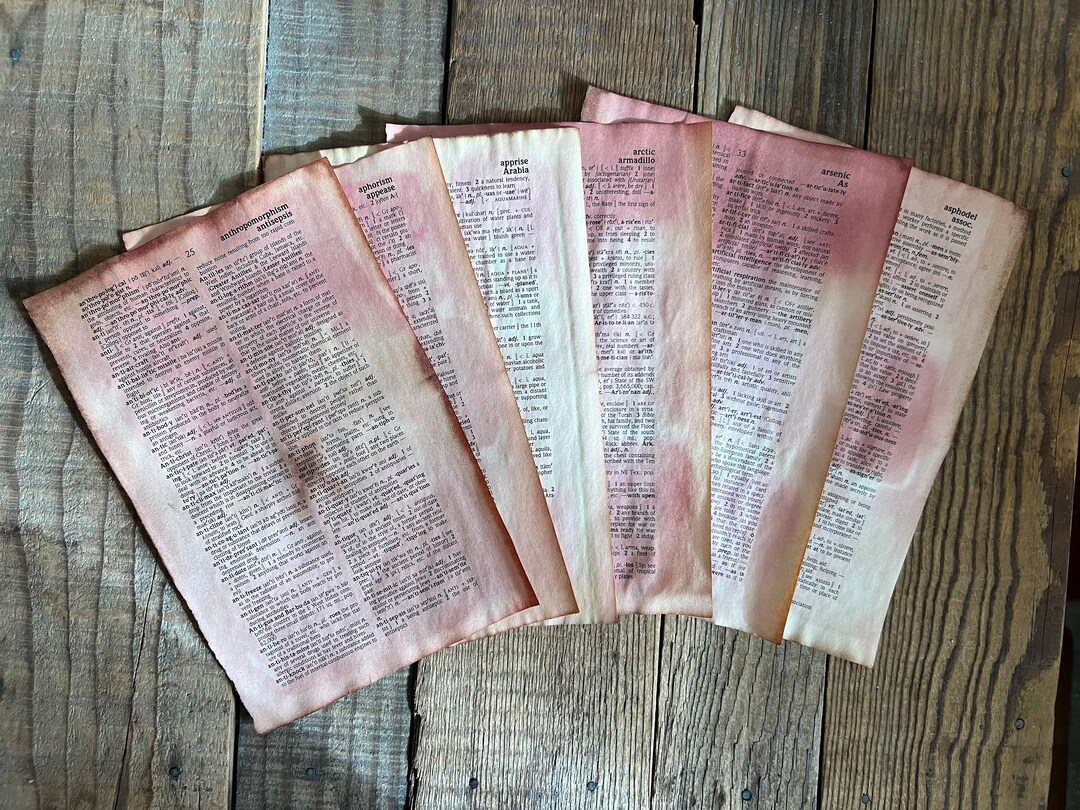 6 Herbal Tea Dyed Dictionary Pages - Vintage - Ephemera for Junk ...