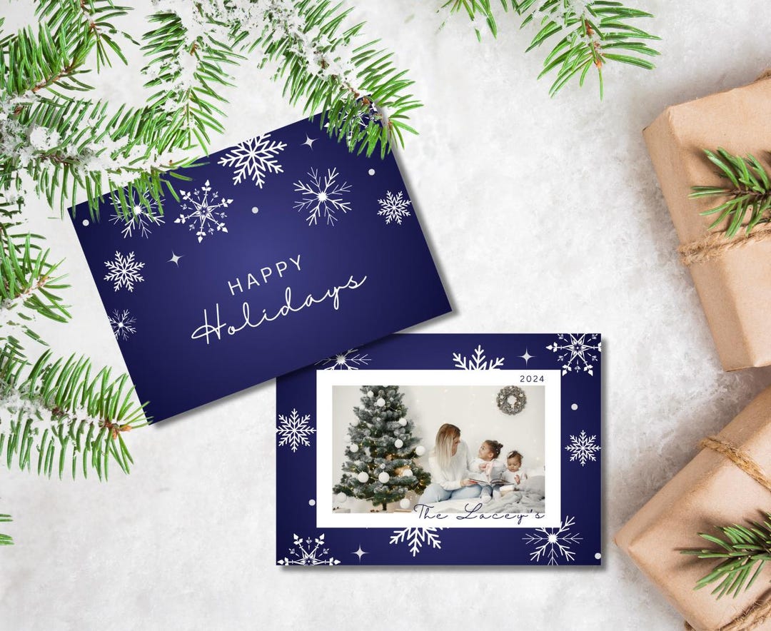 Christmas Card Photo Template, Personalized Holiday Card, Happy ...