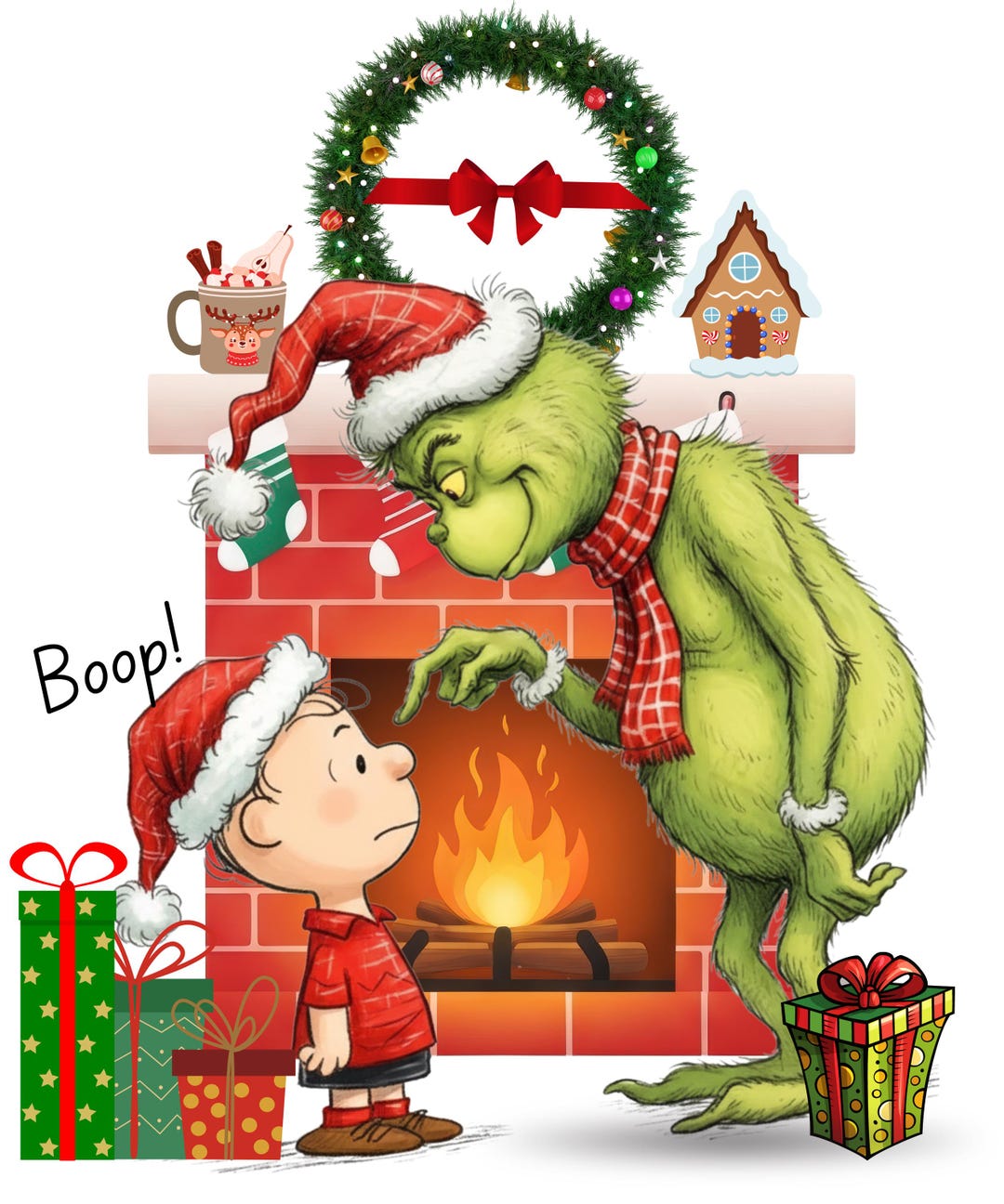 Grinch Boop Charlie Brown Christmas PNG, Holiday Design (digital ...