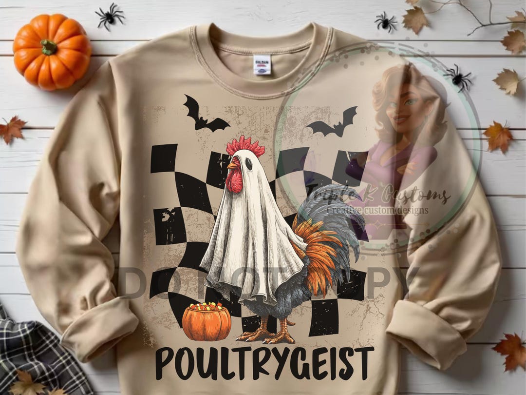 Funny Poultrygeist Rooster PNG: Halloween Ghost Costume Design (digital ...