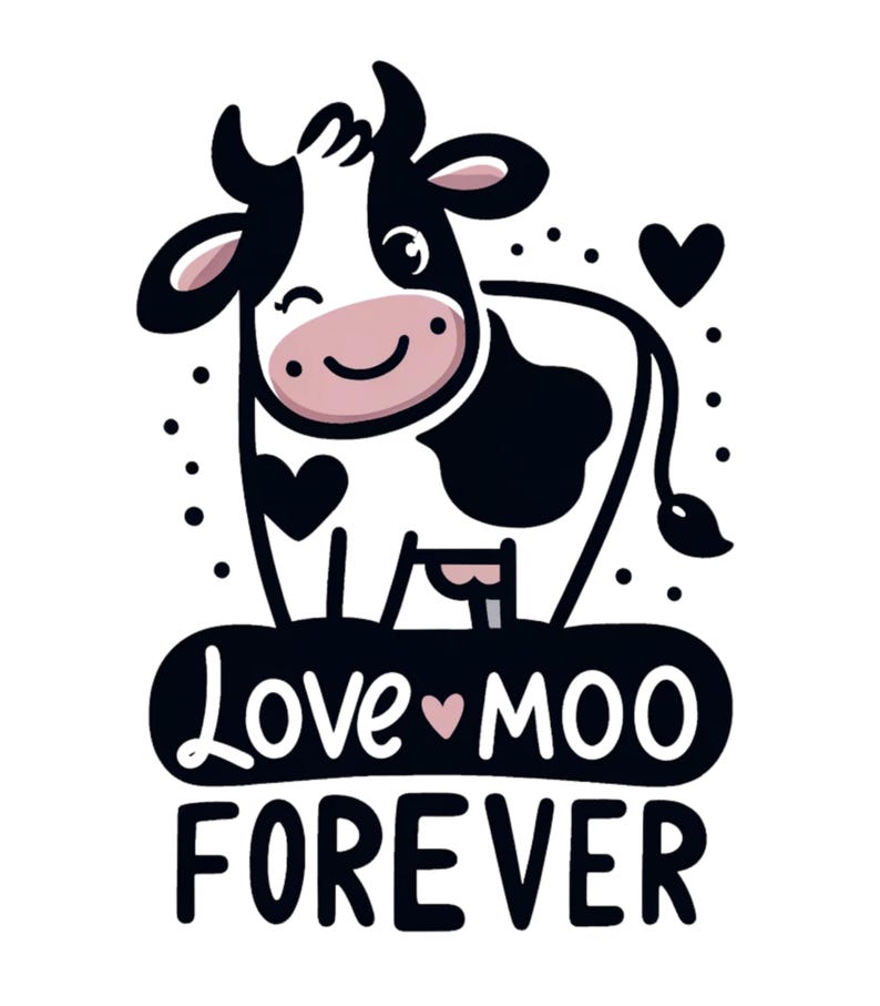 Cute Cow Graphic PNG Love Moo Forever Cow Printable Animal Lover ...