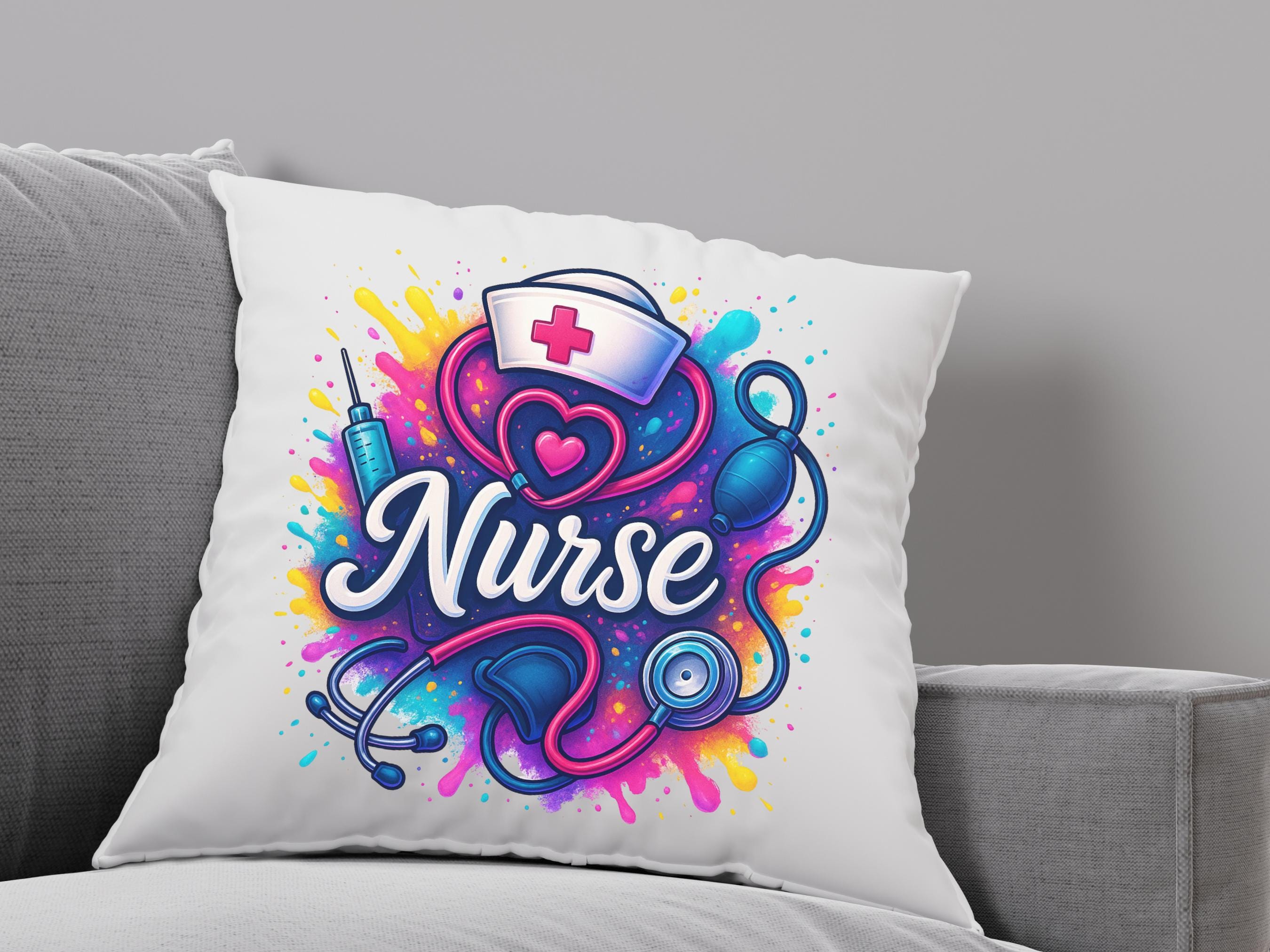 Colorful Nurse PNG: Neon Medical Sublimation Design (digital Download ...