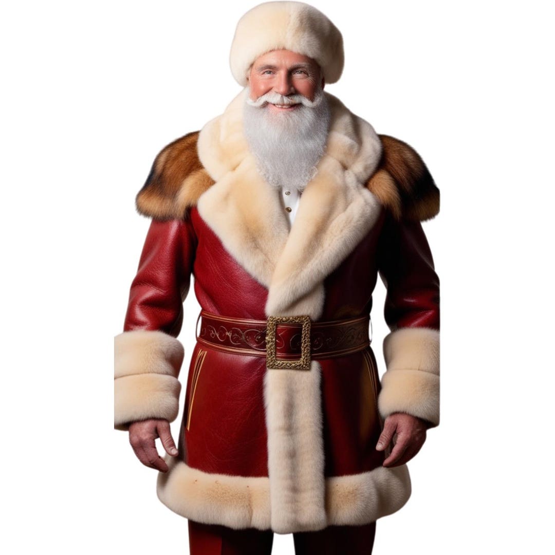 Luxurious Santa Coat With Fur Trim/santa Leather Coat/elegant Handmade ...
