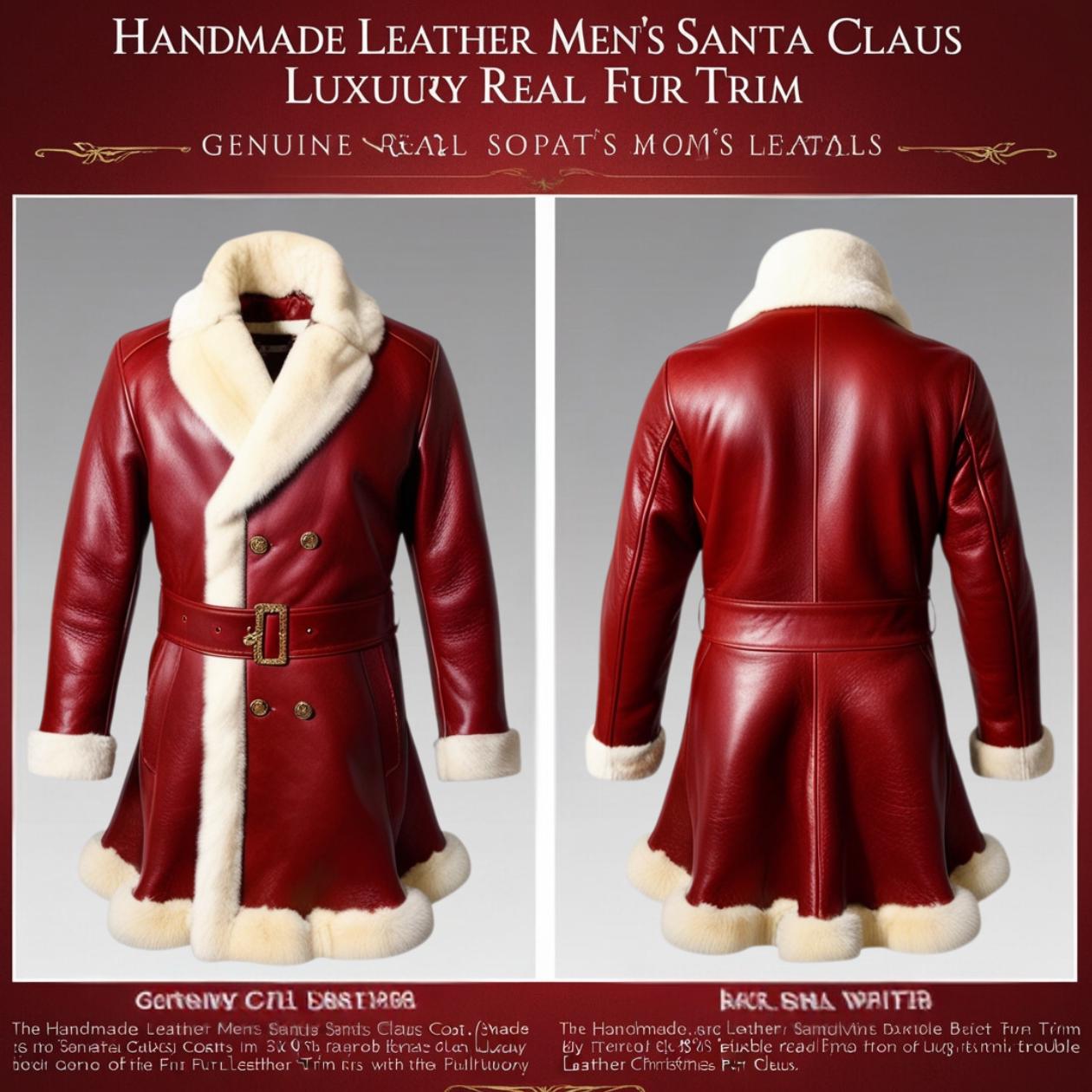 Handmade Leather Santa Claus Coat With Luxury Fur Trim/red Leather ...