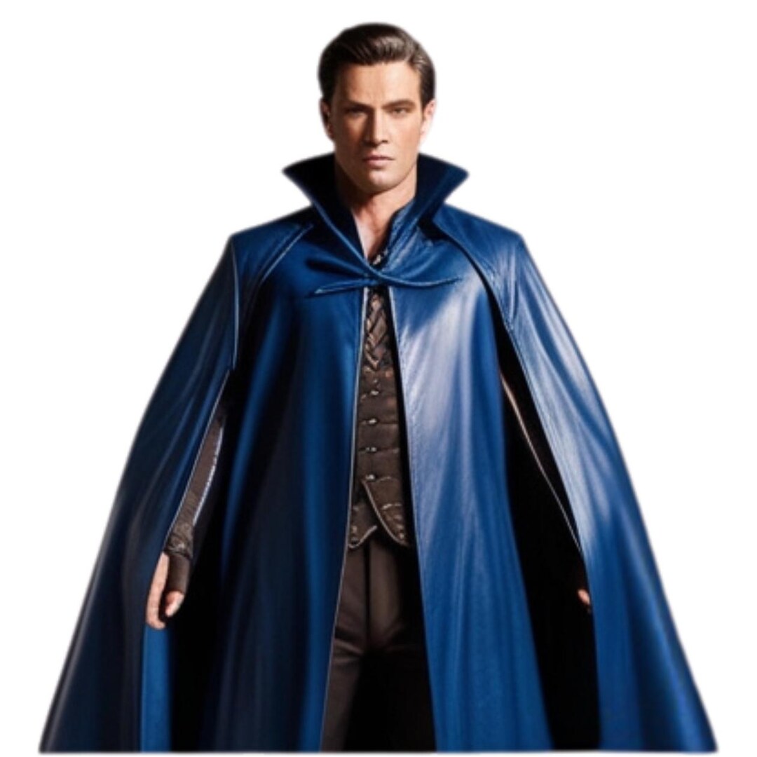 Elegant Blue Leather Cloak/gothic Handmade Leather Cloak/gift for Him ...