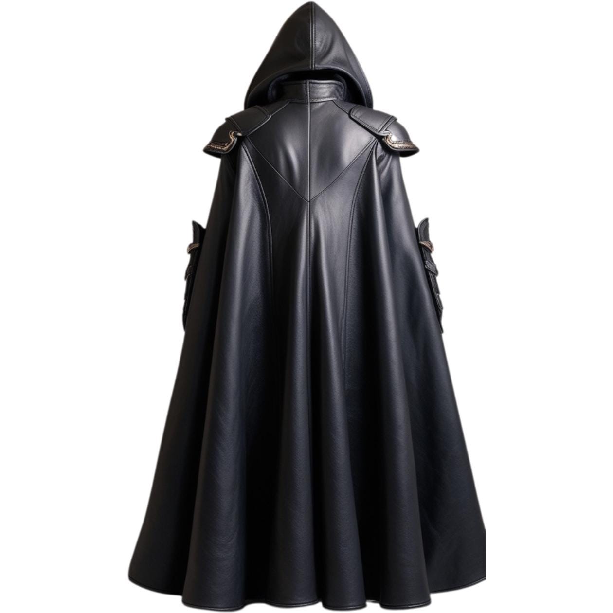 Gothic Black Leather Hooded Cloak/cosplay Costume/gothic Cloak/stylish ...