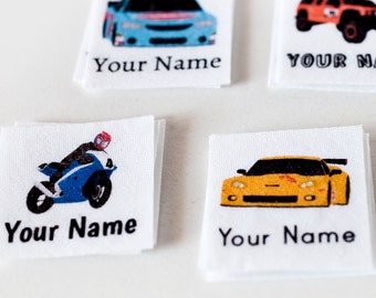 Race car name tags | Etsy