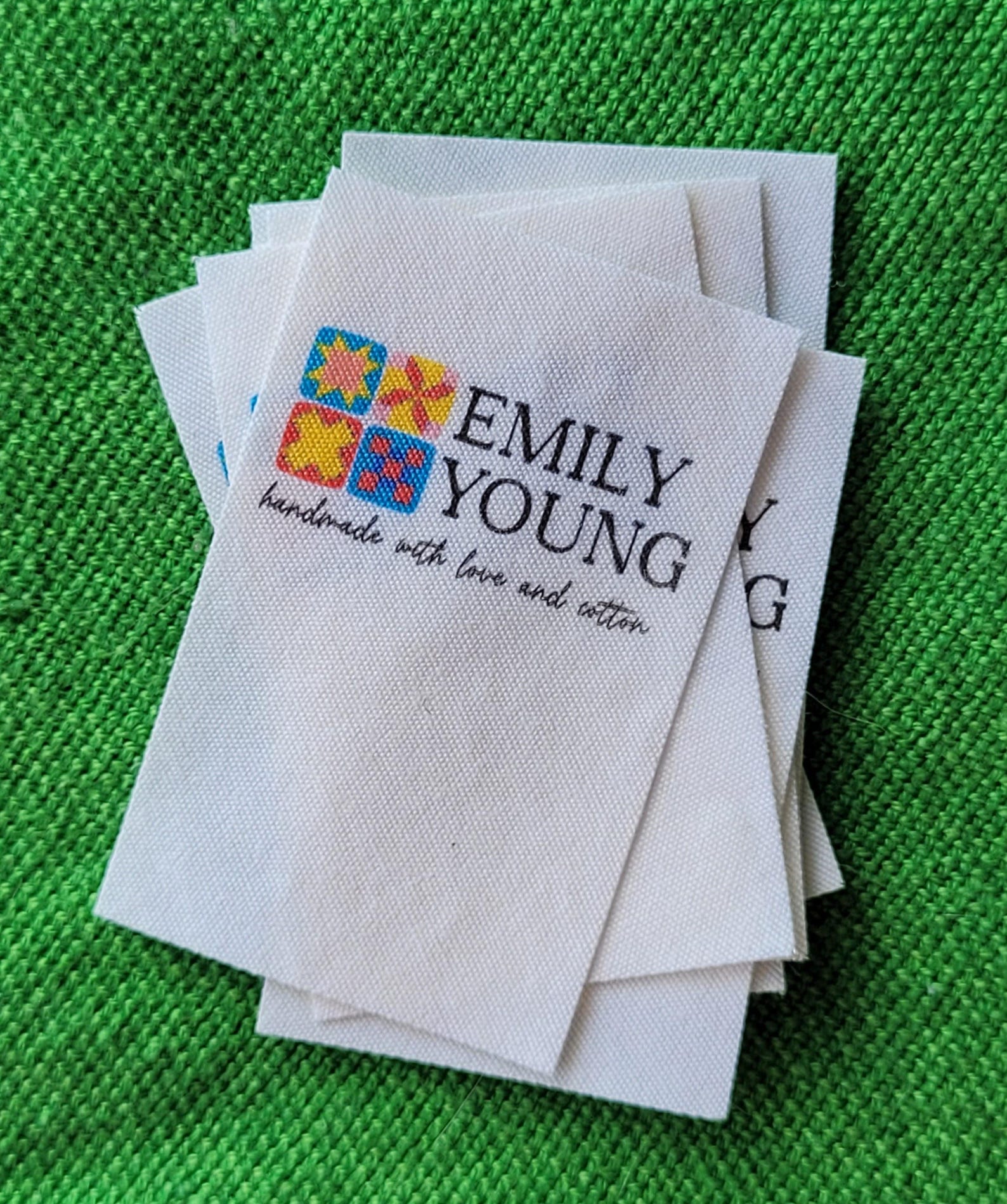 Patchwork Quilt Logo Labels - White Organic Cotton, Personalized, Sew ...