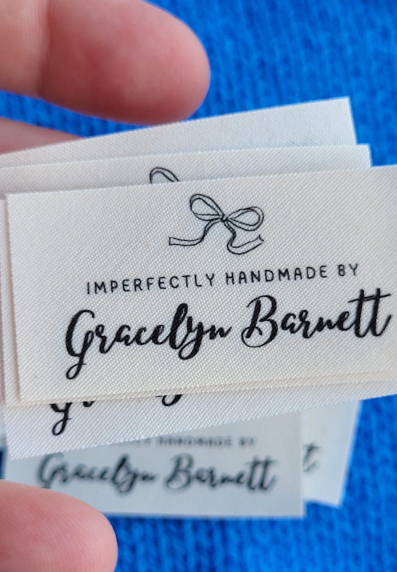 Personalized Bow Cotton Labels: Organic Fabric Tags for Handmade Items ...