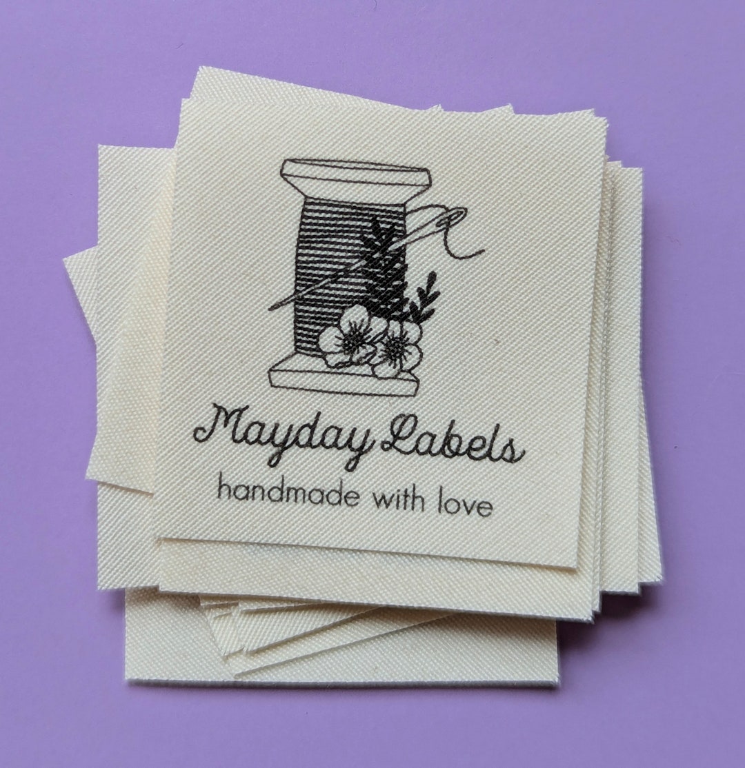 Floral Sewing Thread Label Set - Personalized Fabric Tags, for Handmade ...