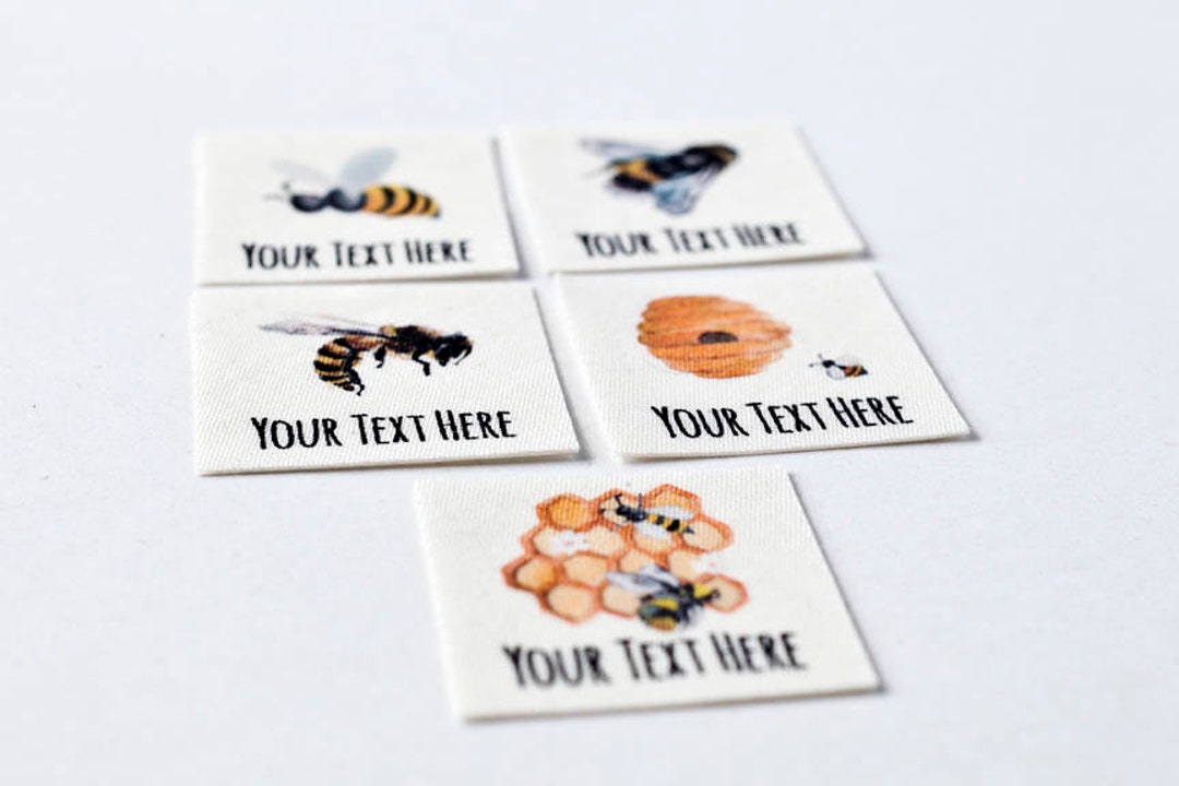 Personalized Bee Labels, Iron on Organic Cotton Custom Text Labels ...