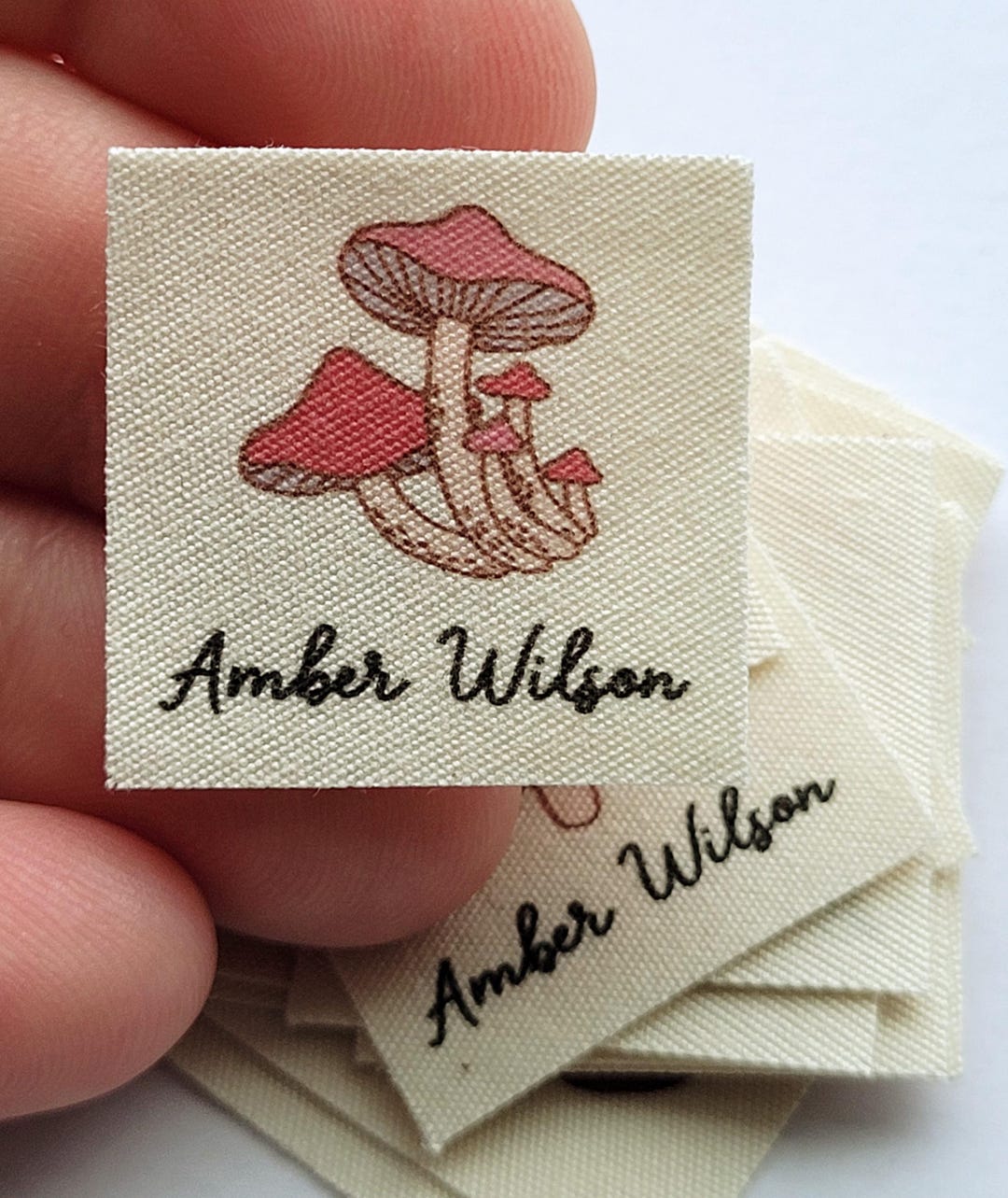 Mushroom Fabric Labels: Personalized Organic Cotton Name Tags - Etsy