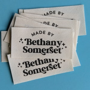 Retro Stars Labels - Organic Cotton, Iron on or Sew On, Personalized ...