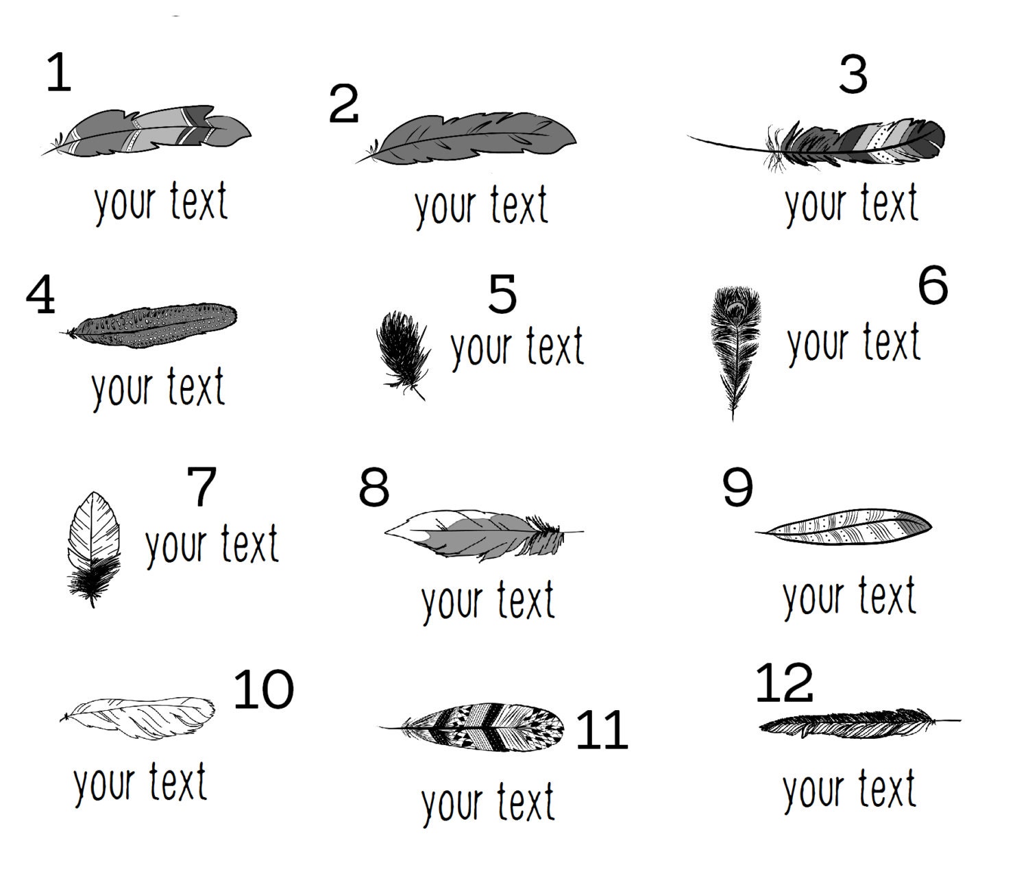 Personalized Sewing Labels With Feathers (organic Tags, Cotton) for ...