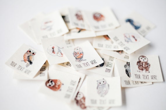 Watercolor Owl Adhesive Labels Iron on Cotton Labels - Etsy