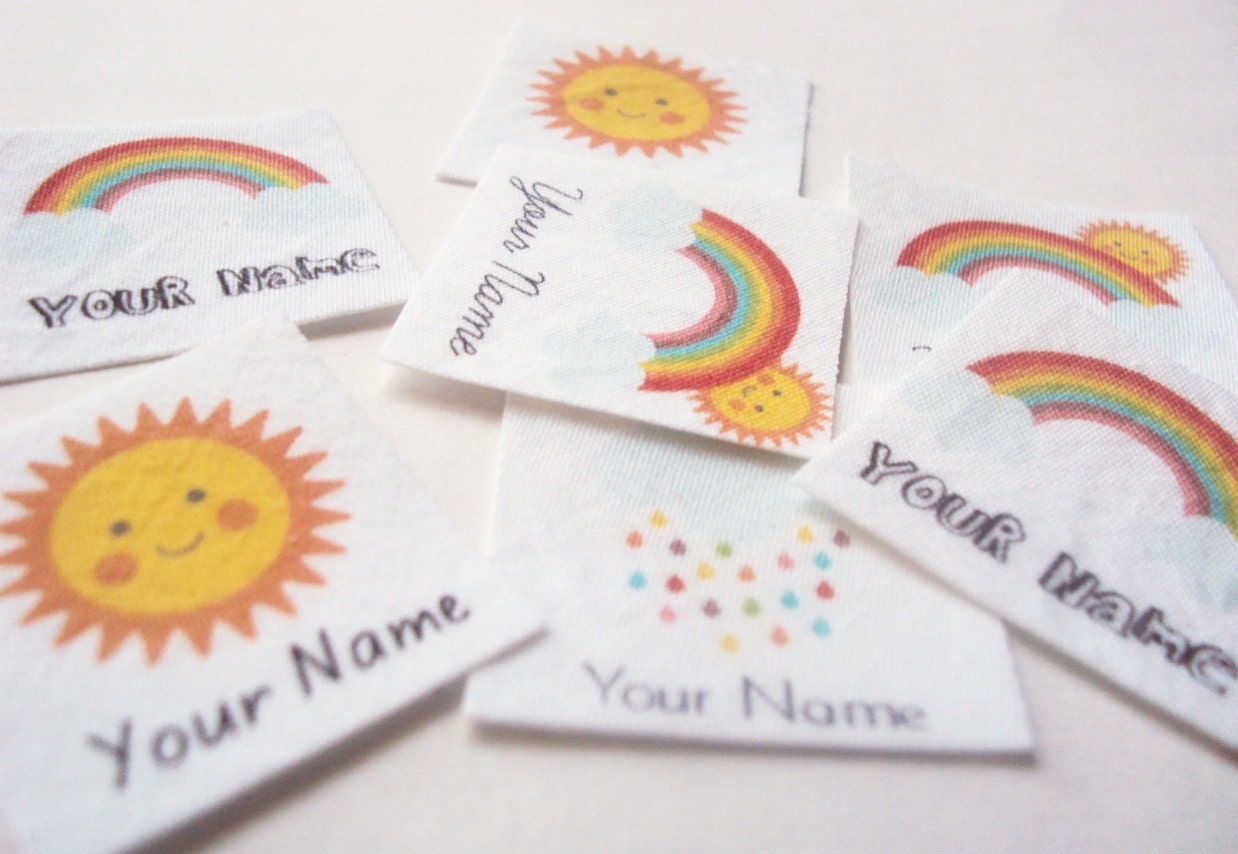 75 Rainbows and Sunshine Personalized Name Labels - Children's Clothing ...