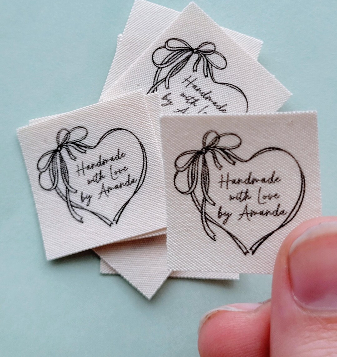Heart Bow Labels, Set of 40 - Organic Cotton Sew on or Iron on Tags ...