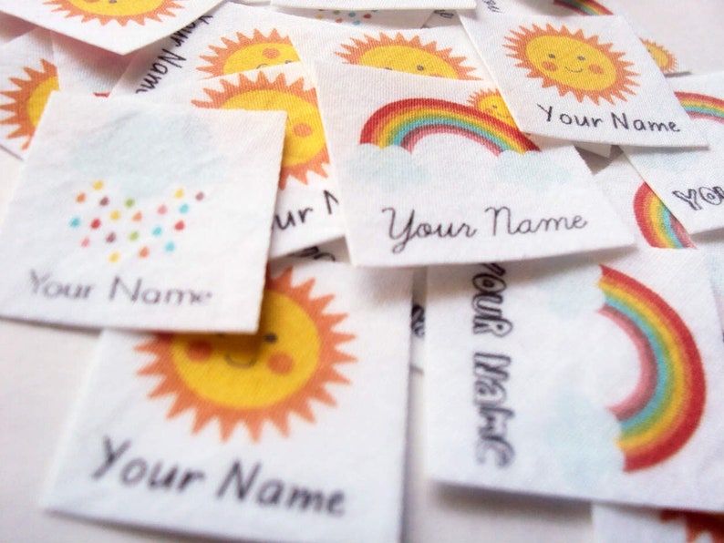 75 Rainbows and Sunshine Personalized Name Labels - Children's Clothing ...