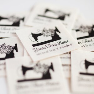 Floral Sewing Machine Label Set - Personalized Sew on Tags, for ...