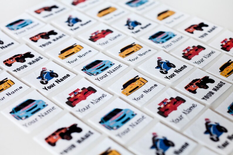 Race Car Kids Name Tags Iron On Cotton Clothing Labels Boys Etsy race-car-kids-name-tags-iron-on-cotton-clothing-labels-boys-etsy