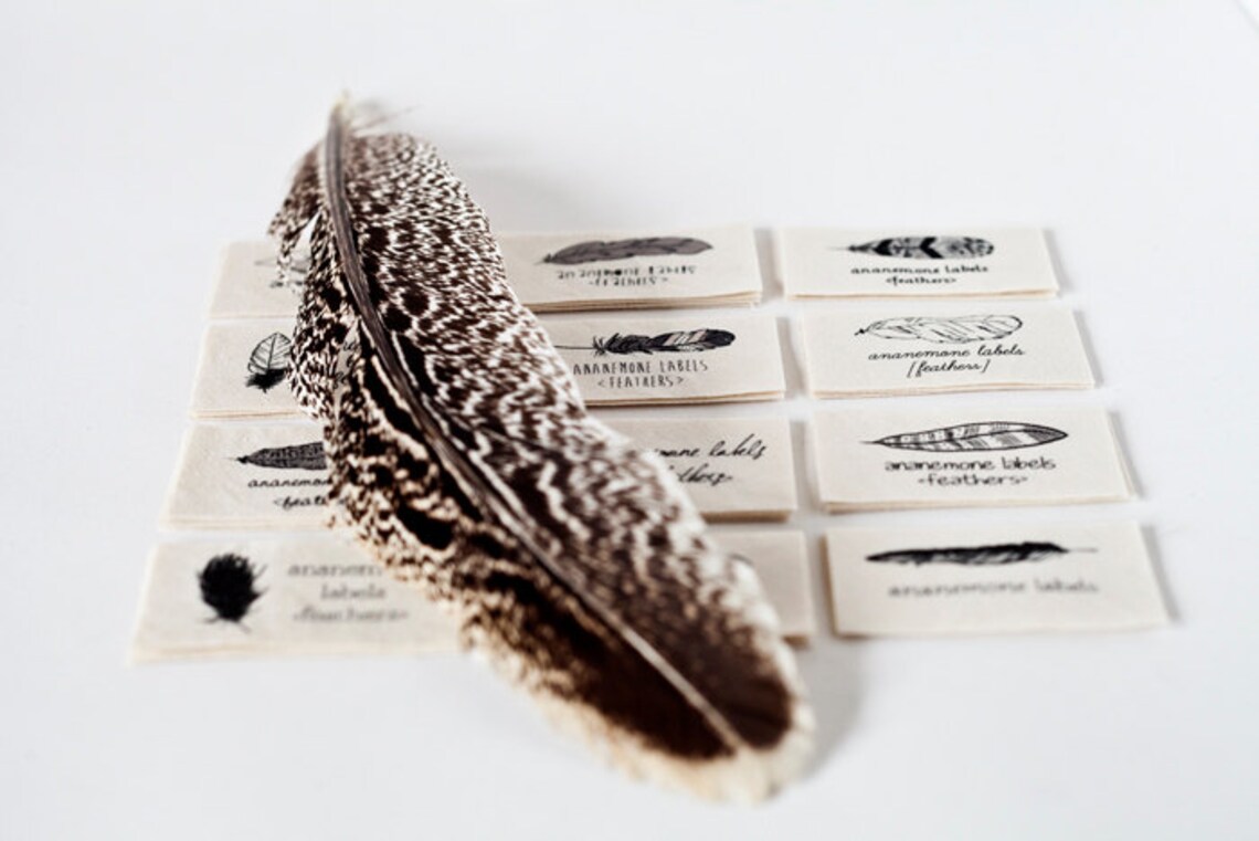 Personalized Sewing Labels With Feathers organic Tags - Etsy