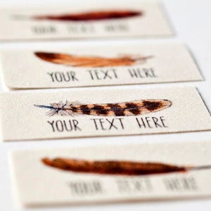 Watercolor Feather Labels Personalized Tags on Soft Organic - Etsy