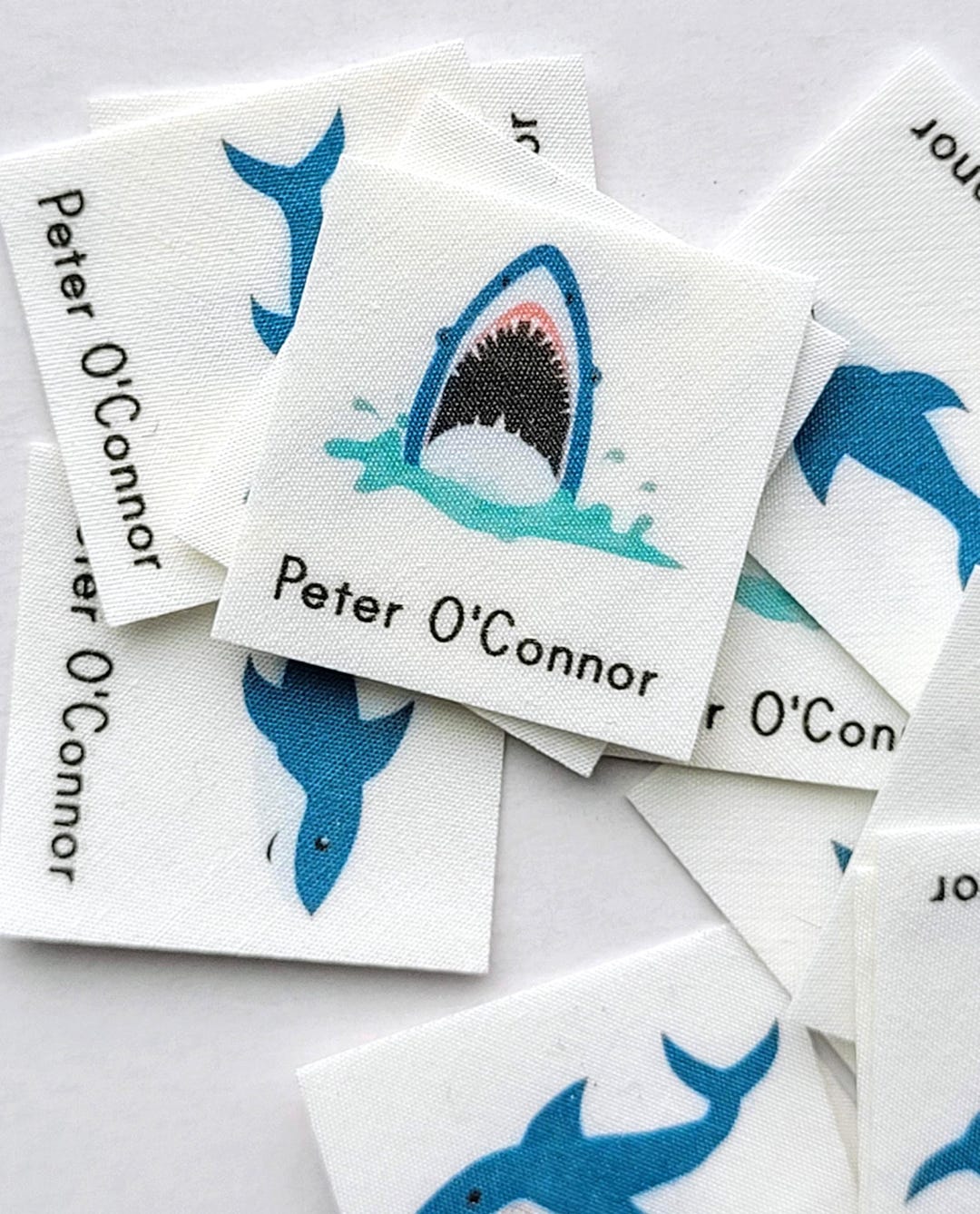 75 Shark Iron on Name Tags: Personalized Organic Cotton Clothing Labels ...