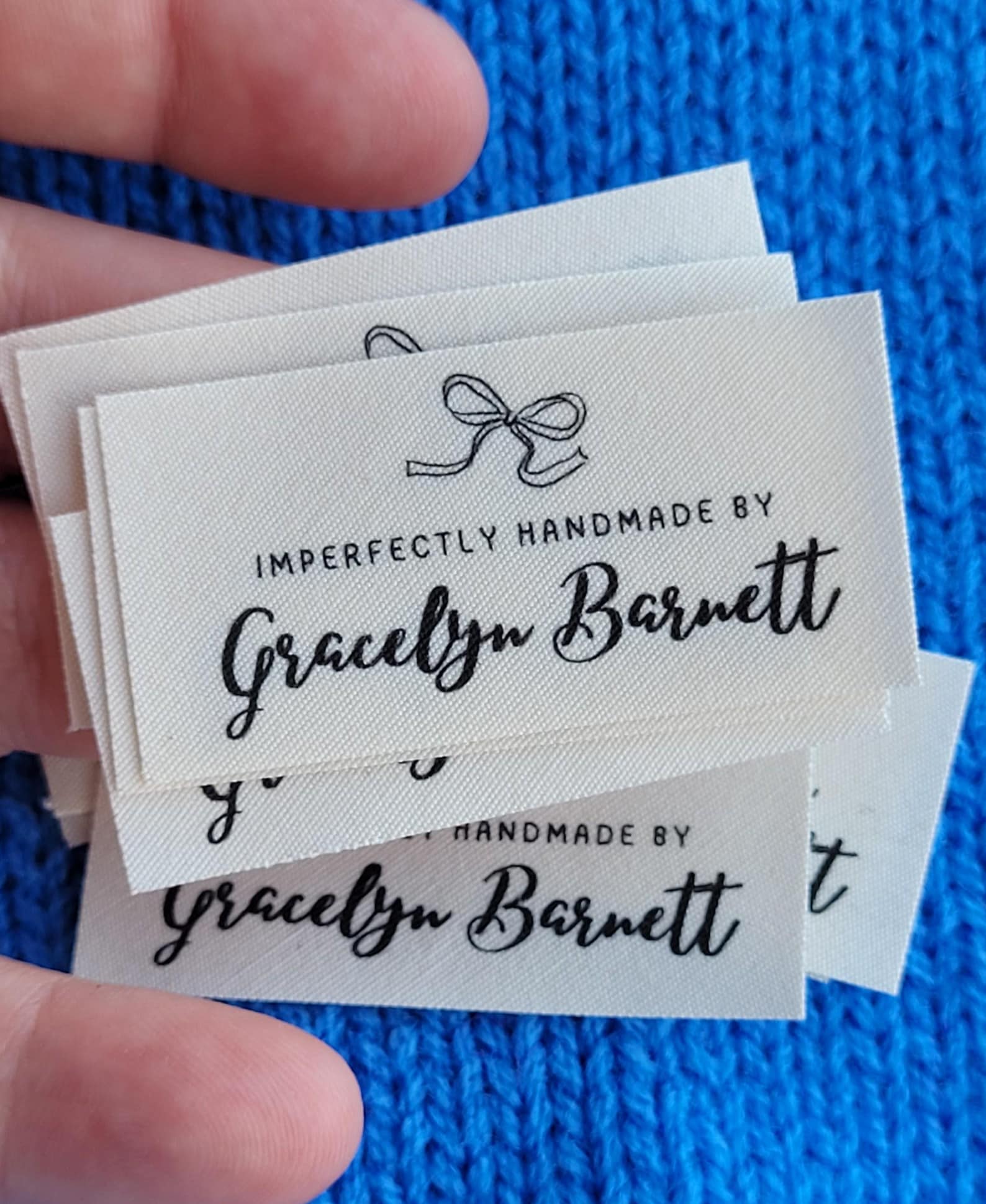 Personalized Bow Cotton Labels: Organic Fabric Tags for Handmade Items ...