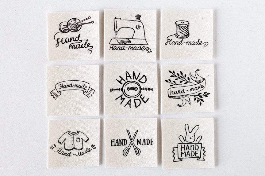 Handmade Graphic Printed Labels for Sewn Items or Knitted/ - Etsy