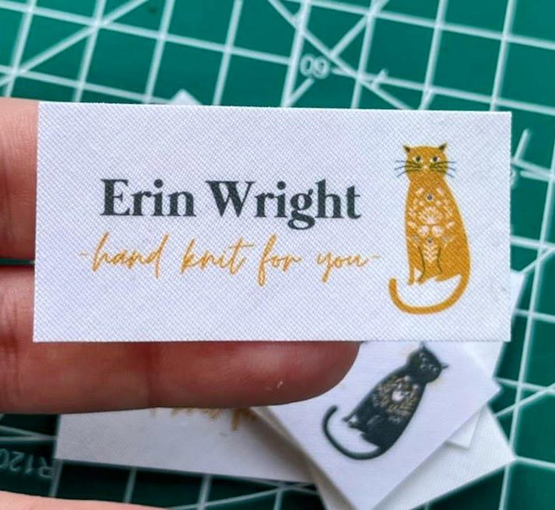 Scandinavian Cat Fabric Labels: Personalized Organic Cotton Name Tags ...