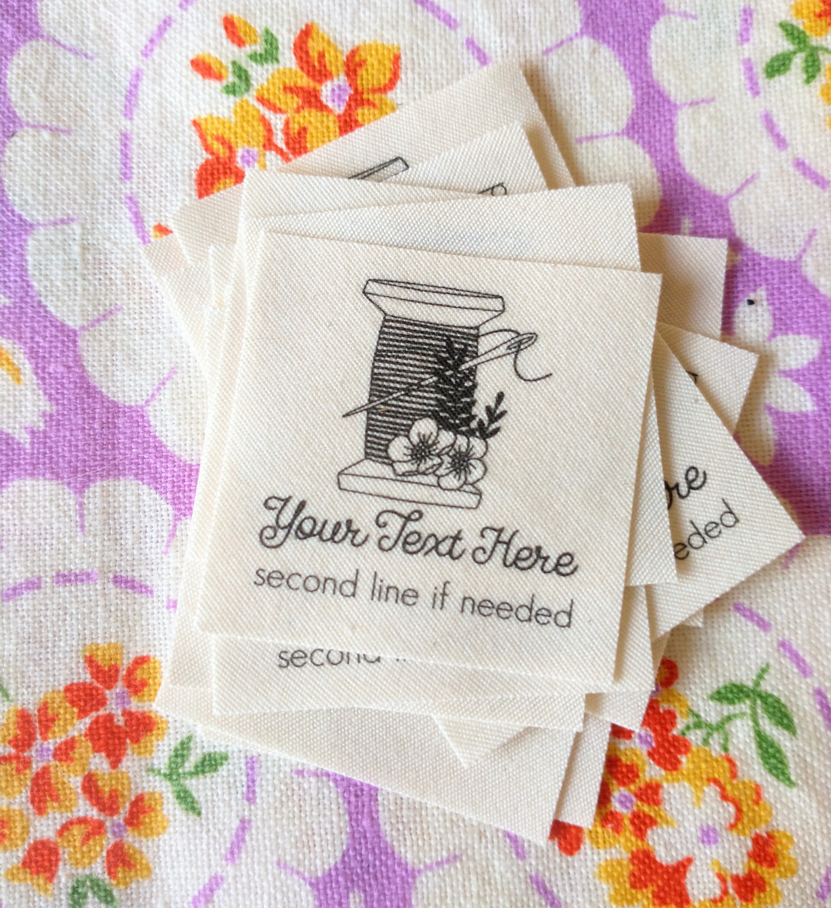 Floral Sewing Thread Label Set - Personalized Fabric Tags, for Handmade ...