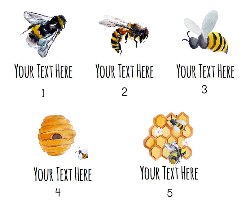 Personalized Bee Labels Iron on Organic Cotton Custom Text - Etsy UK