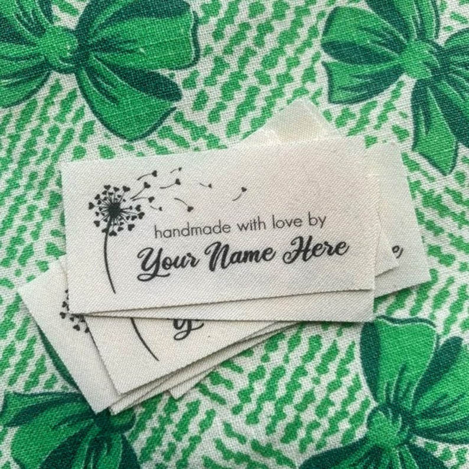 Dandelion Fabric Label Set Personalized Sewing Tags, for Handmade Items ...
