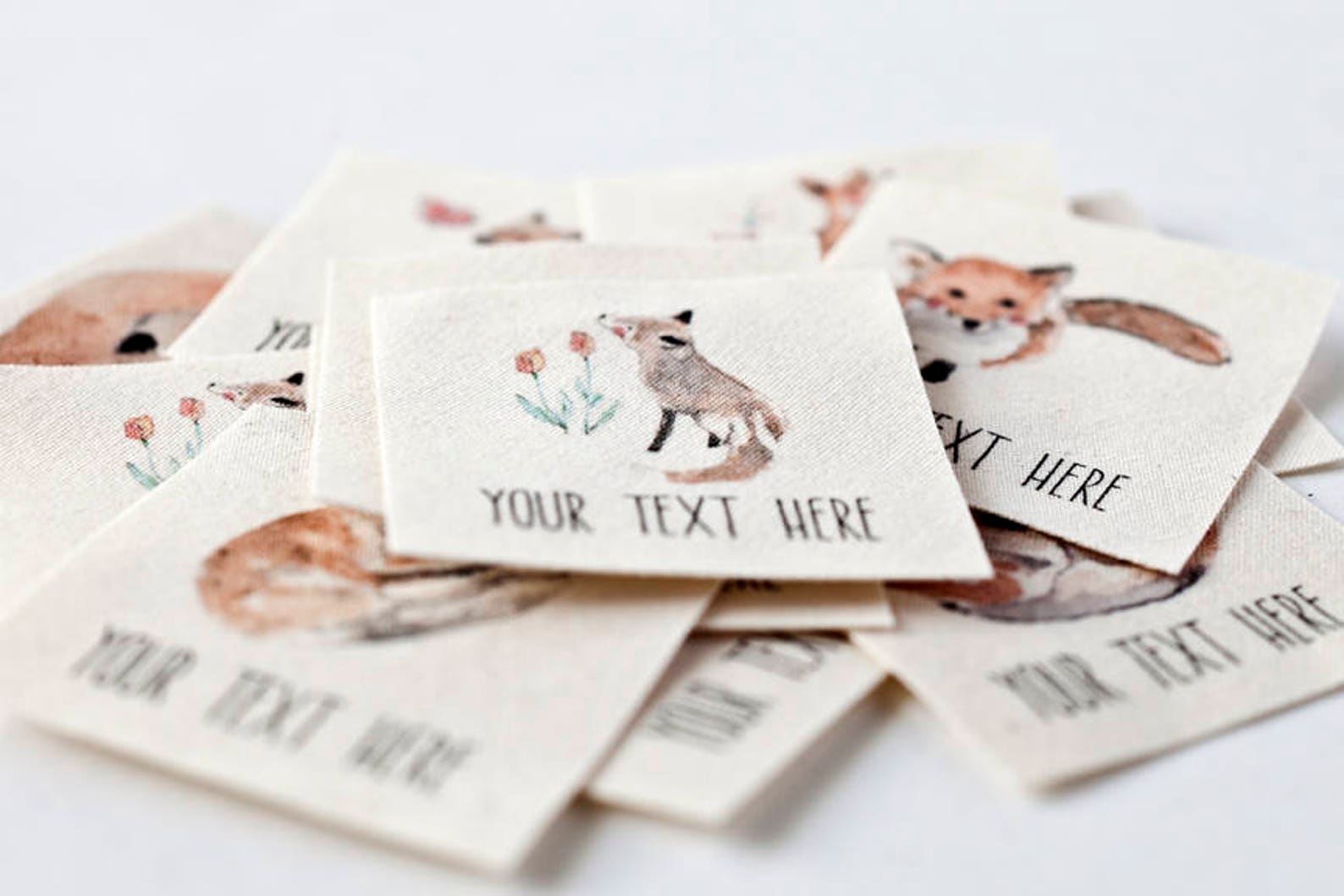 Whimsical Watercolor Fox and Flowers, Personalized Sewing Labels for ...
