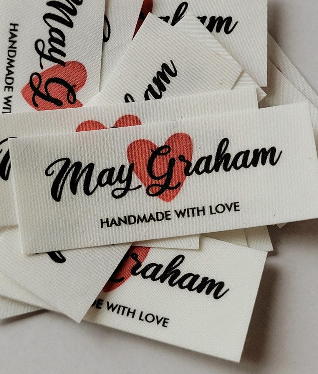 Personalized Fabric Labels, Handmade With Love, Custom Cloth Tags (set ...