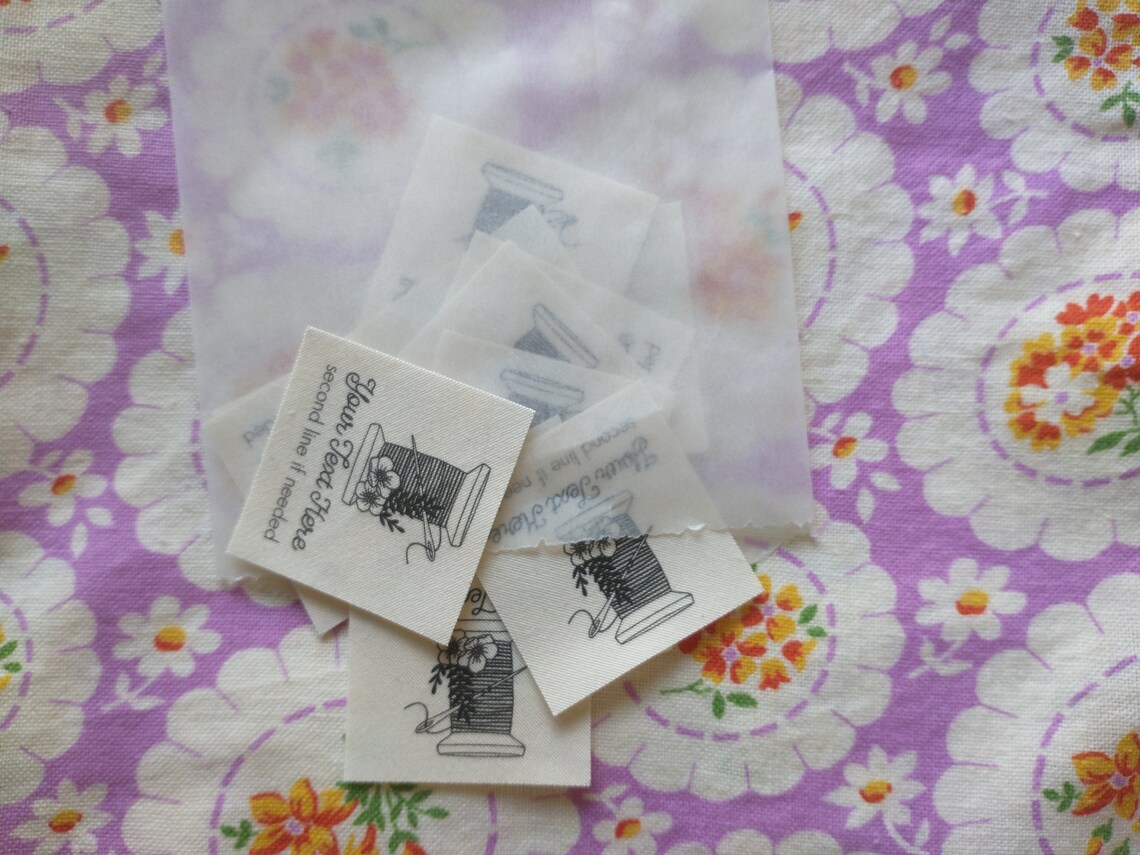Floral Sewing Thread Label Set - Personalized Fabric Tags, for Handmade ...