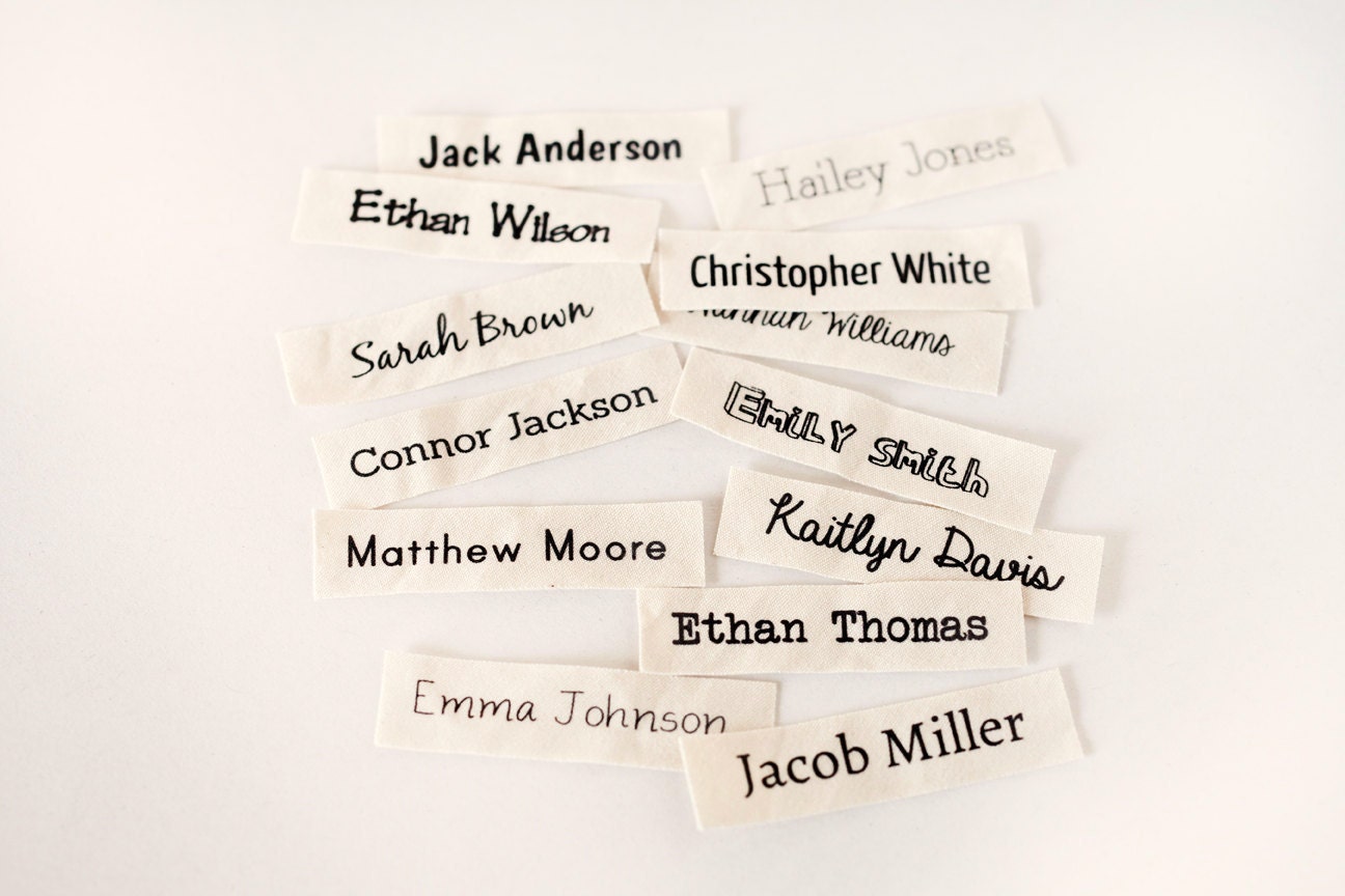 Organic Cotton Name Labels Sew on Name Tags clothing - Etsy Australia