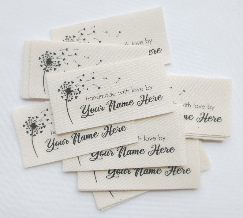 Dandelion Fabric Label Set Personalized Sewing Tags for - Etsy