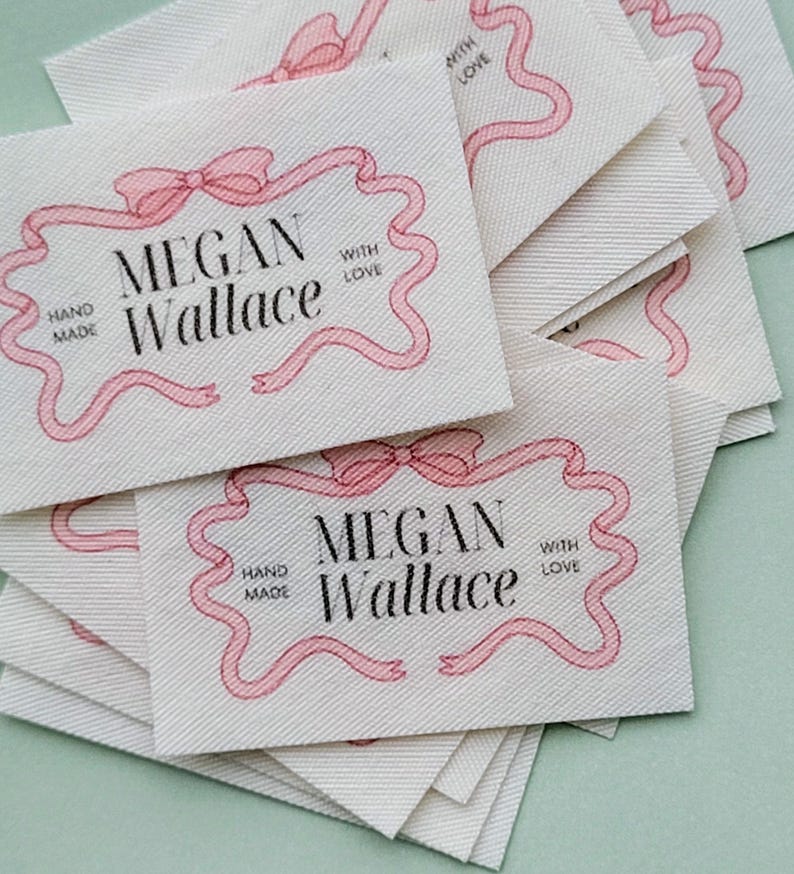 Coquette Bow Labels - Iron on Adhesive or Sew On, Organic Cotton ...