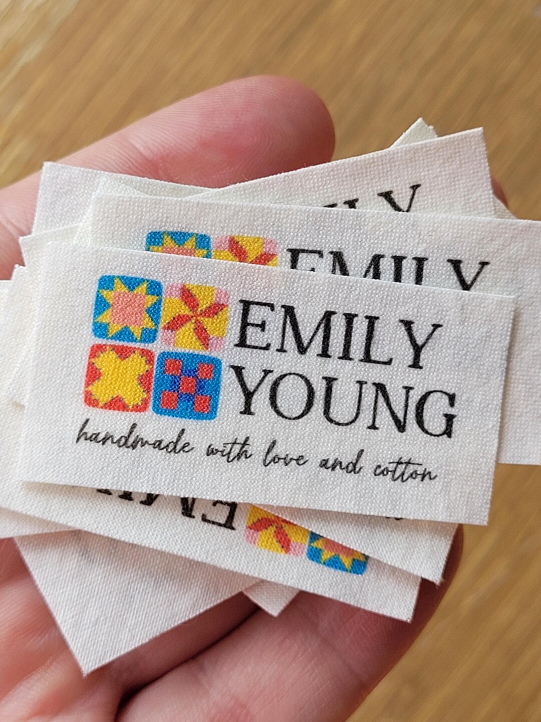 Patchwork Quilt Logo Labels - White Organic Cotton, Personalized, Sew ...